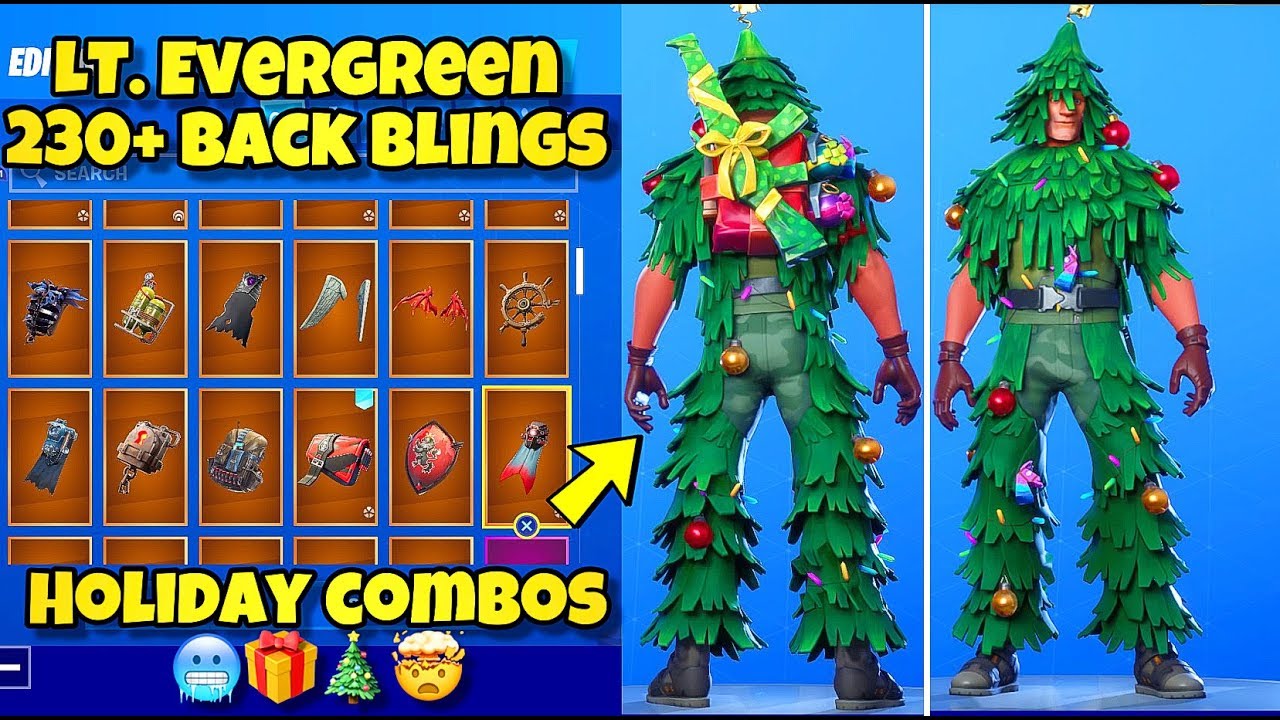 NEW "LT. EVERGREEN" SKIN Showcased With 230+ BACK BLINGS! Fortnite BR ...
