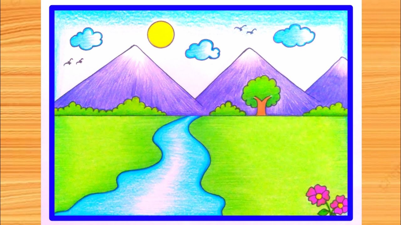 प्राकृतिक दृश्य का चित्र बनाना सीखें /Pencil drawing/how to draw a ...