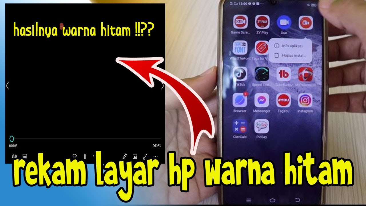 CARA MENGATASI REKAM LAYAR HP BERWARNA HITAM / black screen pada hasil ...