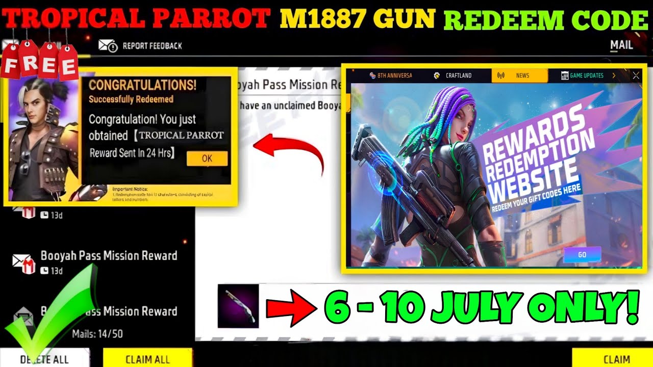 FREE FIRE REDEEM CODE TODAY 12 JULY| FF REWARDS REDEEM CODE | FF REDEEM ...