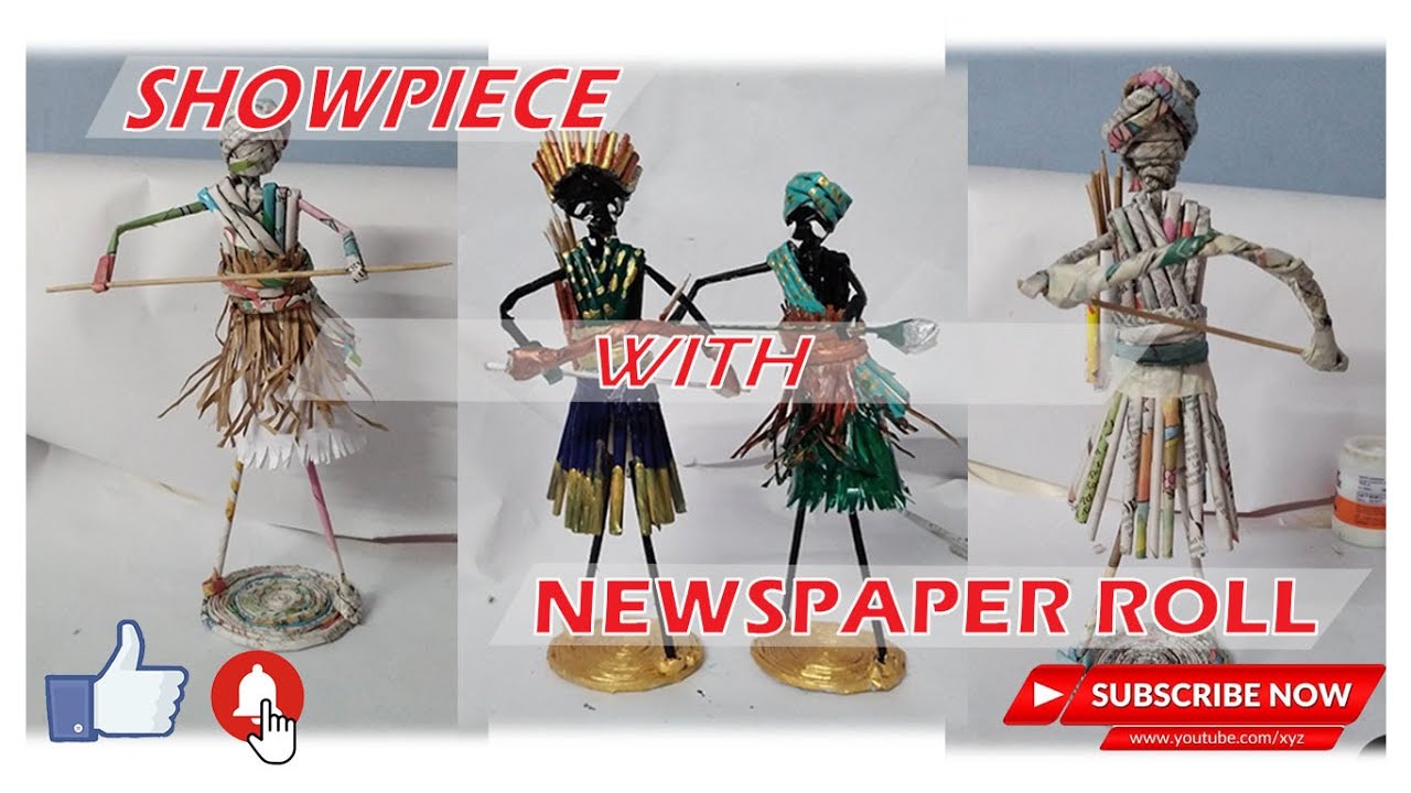 Best out of waste# newspaper craft# showpiece with newspaper - YouTube