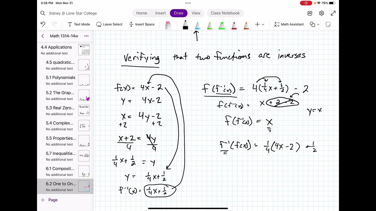 6 2 Verifying Inverse Functions Youtube