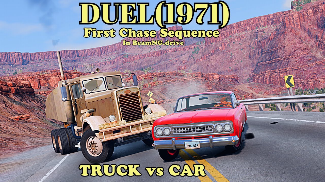 DUEL (1971) Movie Chase Remade in BeamNG| Epic BeamNG Car vs Truck ...