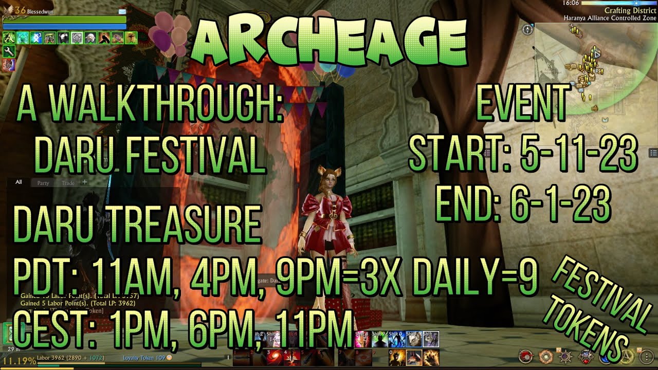 ArcheAge Daru Festival Walkthrough, including Daru Treasure. - YouTube