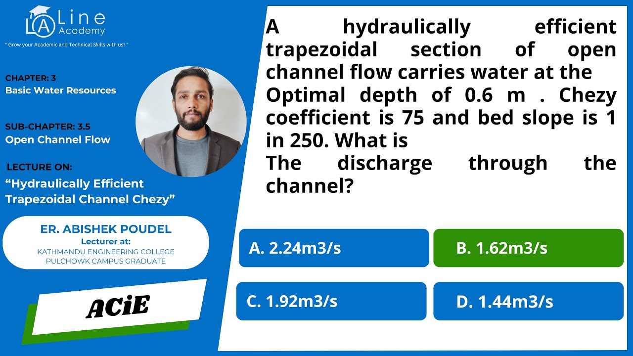 Hydraulically Efficient Trapezoidal Channel Chezy || MCQ video || # ...