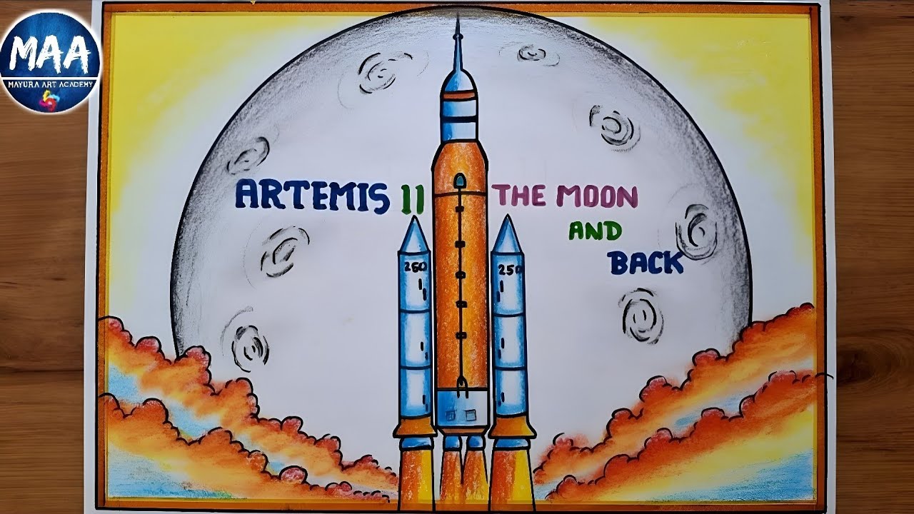 Artemis 2 Drawing | 2026 Mission to the Moon Drawing | NASA Returns to ...