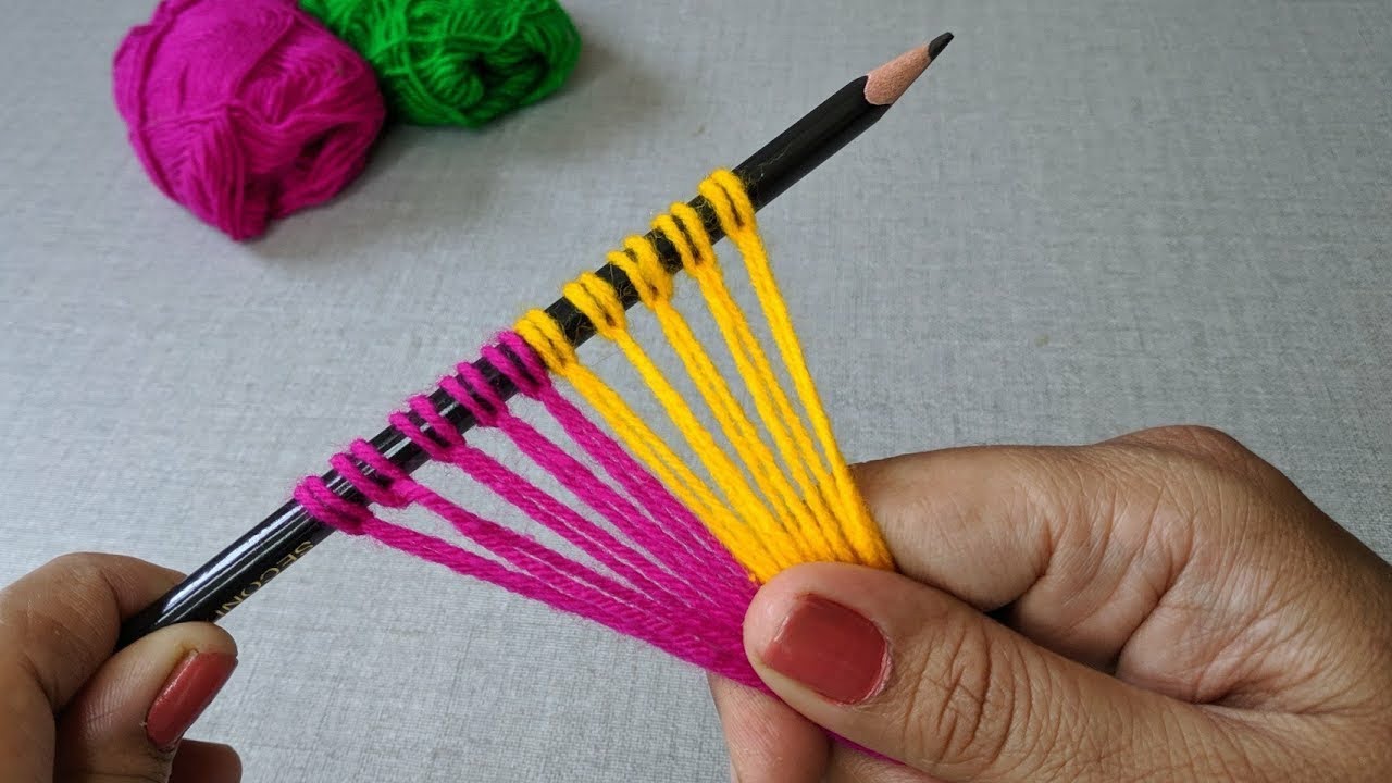 It's so Beautiful 🍓 Hand Making design trick with pencil 🍓 Amazing Hand ...