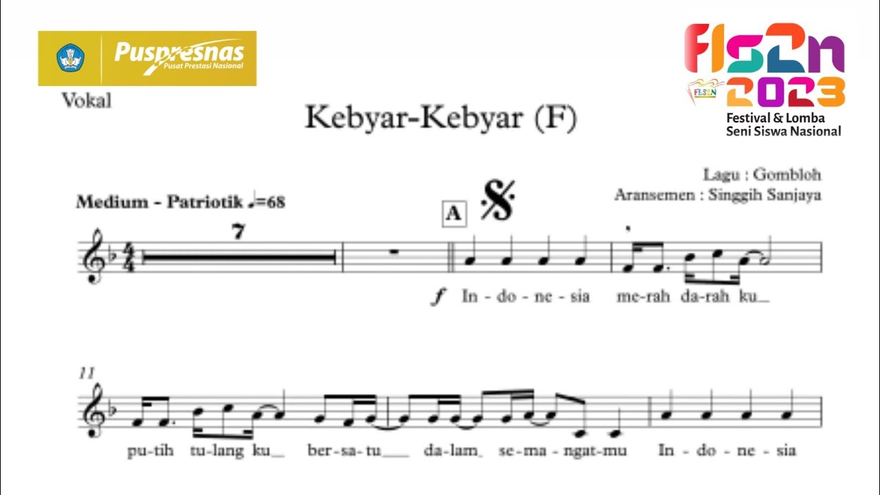 Iringan dan Partitur Resmi Lagu Kebyar-Kebyar + Melody Volal (Nada ...