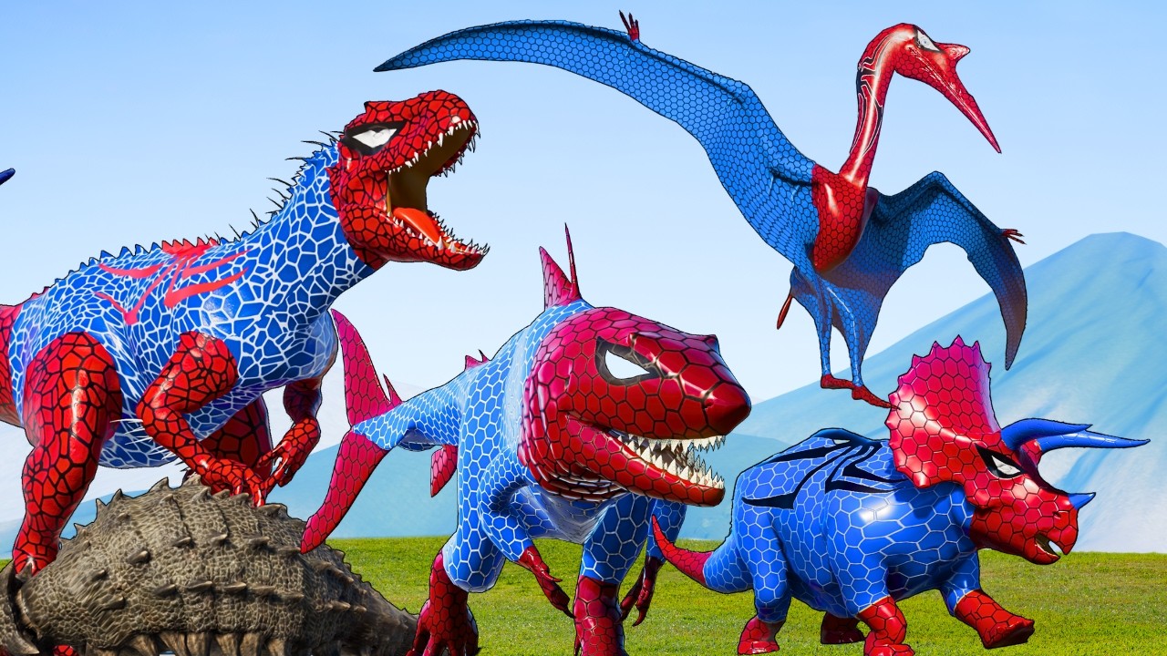 NEW SPIDERMAN SUPERHERO TREX VS IREX BATTLE IN JURASSIC WORLD EPIC ...