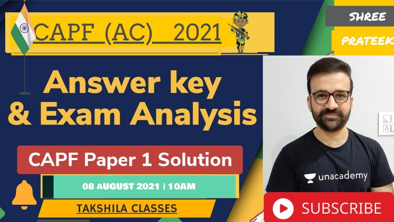AnswerKey|CAPF_2021_Paper_1|TakshilaClasses - YouTube