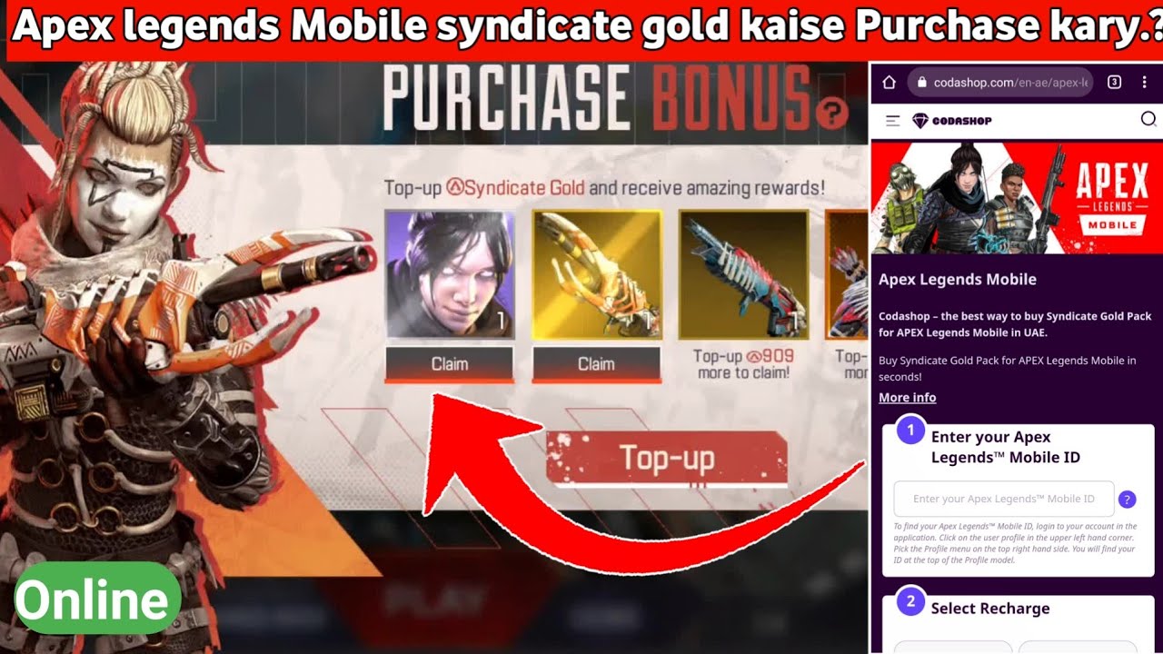 How to top up APEX LEGENDS MOBILE SG syndicate gold in Codashop 2022 ...