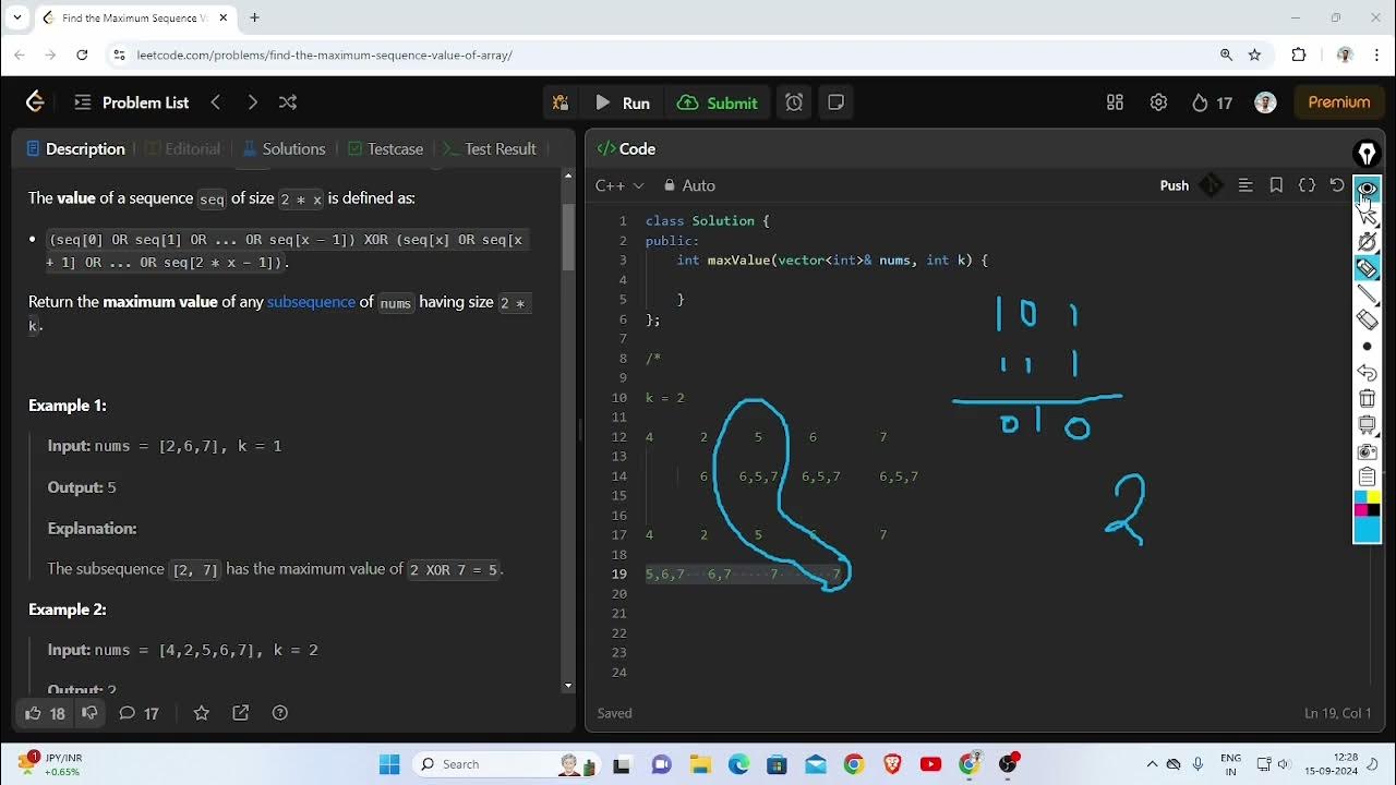 3287. Find the Maximum Sequence Value of Array | Biweekly Contest 139 ...
