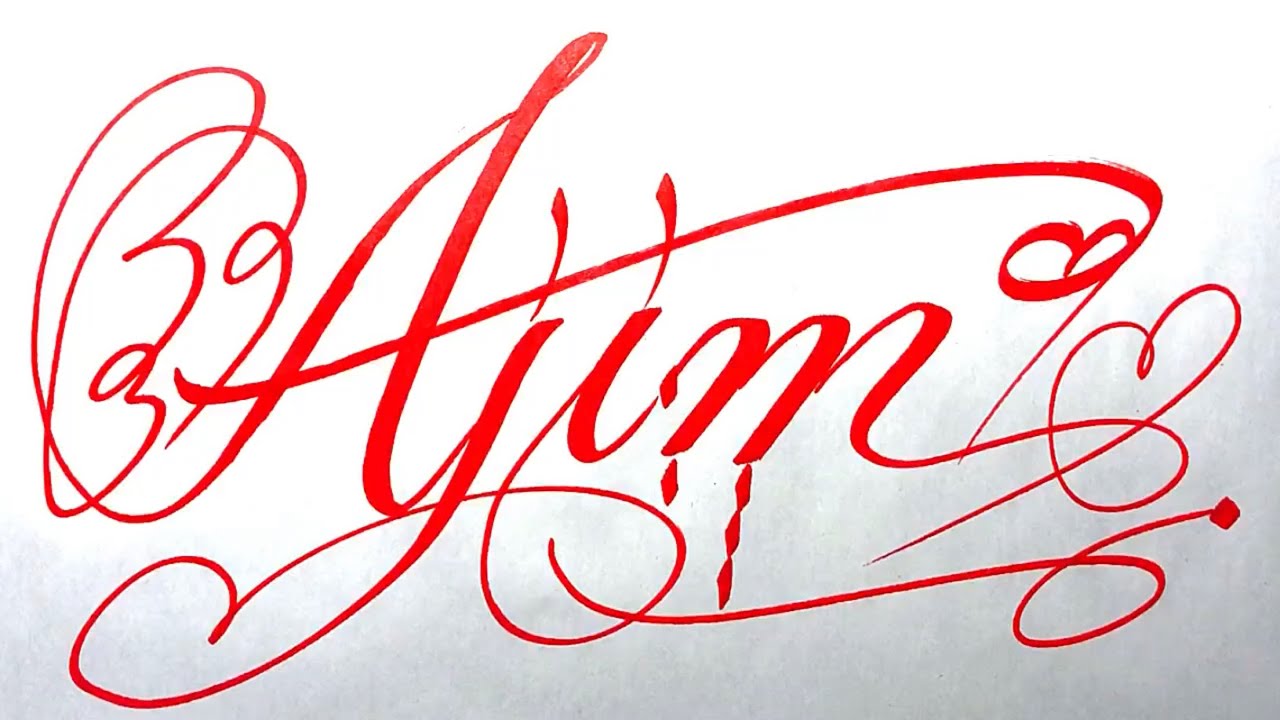 Ajim Name Signature Calligraphy Status | #moderncalligraphy #cursive # ...