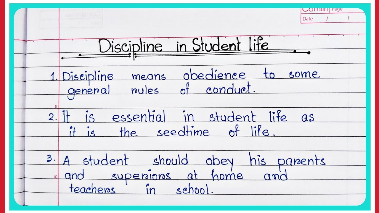 Write a short Essay on Discipline in Student Life in English||10lines ...
