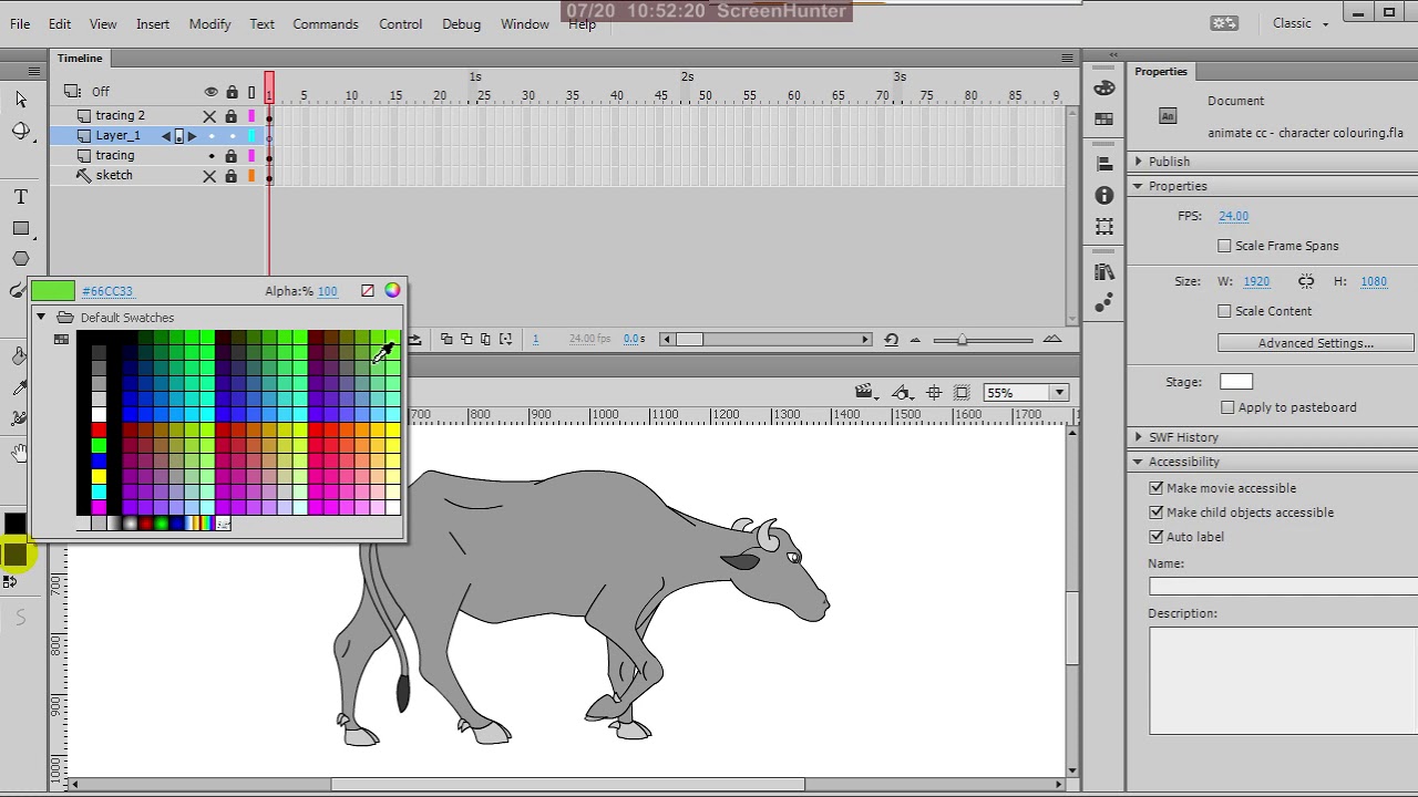 animate cc - character coloring in plain colors - YouTube