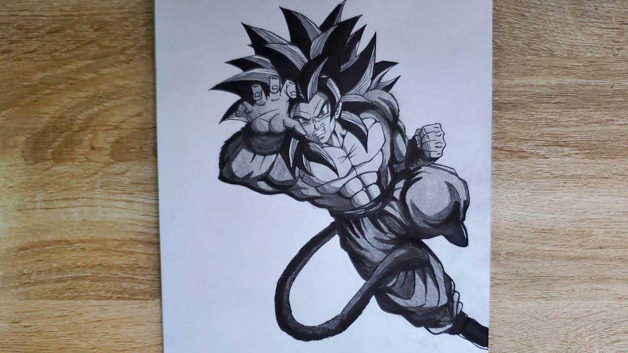How to Draw Goku super Saiyan 4 [Full body] | pencil sketch - YouTube