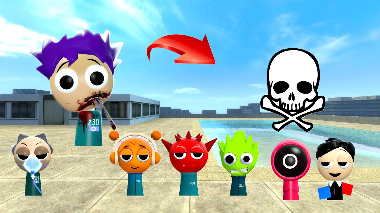 KILL ALL SPRUNKI SQUIS GAME WITH WEAPONS AND SWIMMING POOL In Garry's ...