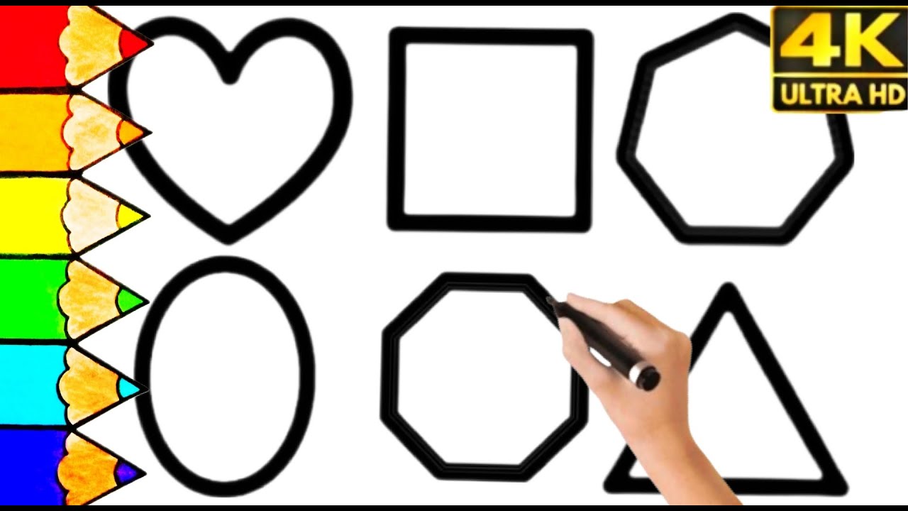 Drawing and coloring 2d shapes, learn shapes,colors, educational video ...