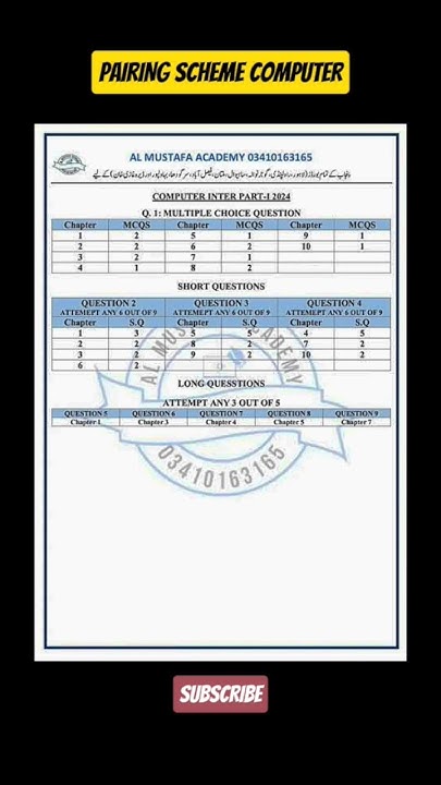 💯COMPUTER SCIENCE PAIRING SCHEME 2024 😍 11TH CLASS #biselahore #ytshorts #firstyearexam #11th ...