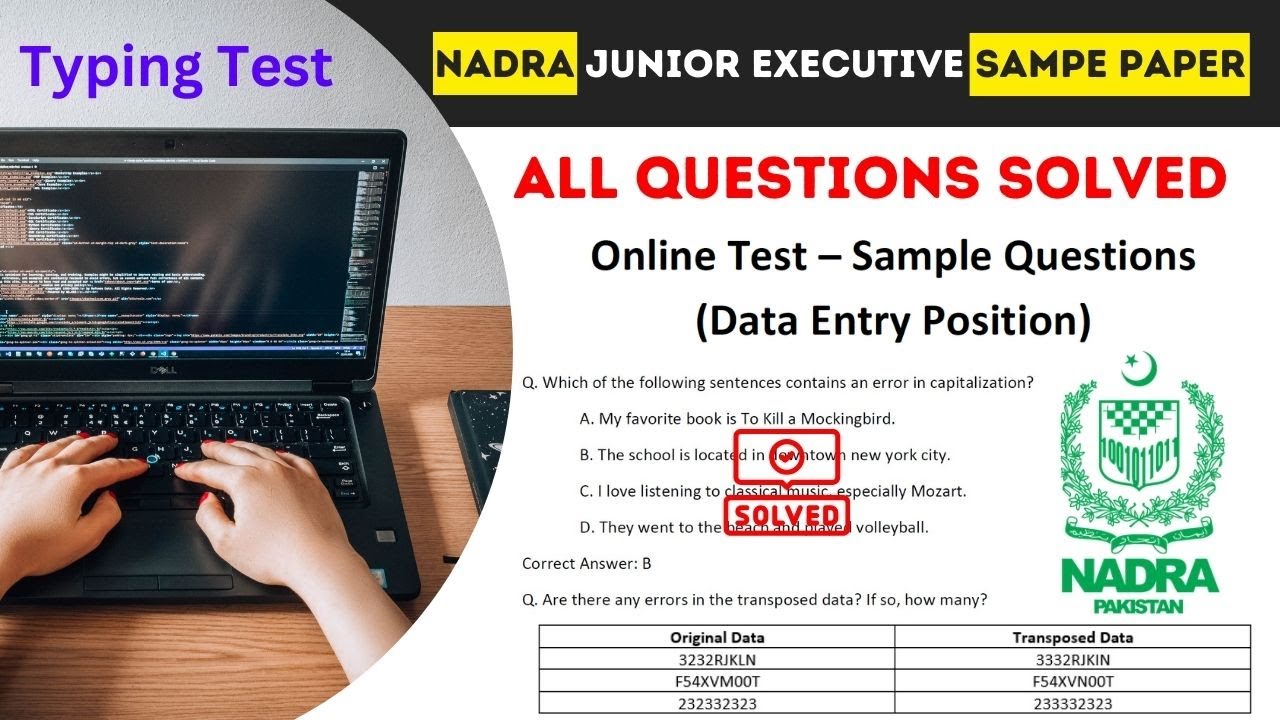 NADRA Junior Executive Test Sample Paper Solved | NADRA online Test ...