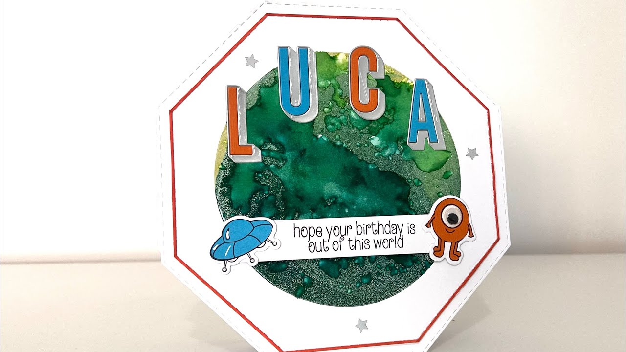 Gel plate inspired planet birthday card - YouTube