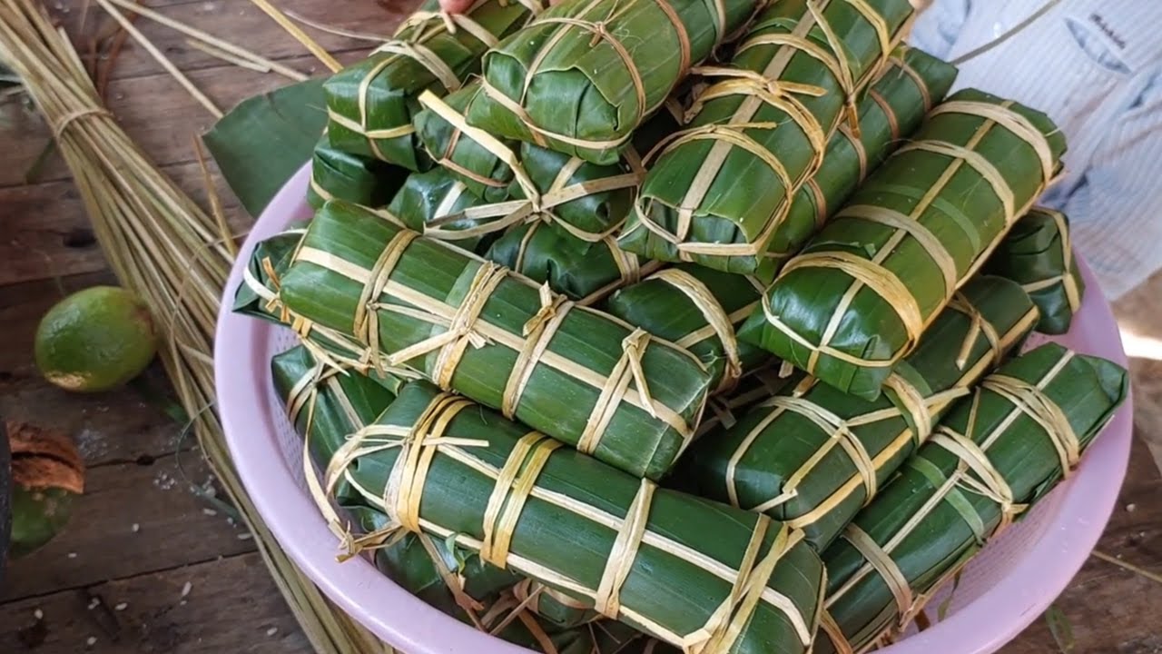 Cambodian traditional Cake - How to make khmer sticky rice cake called ...