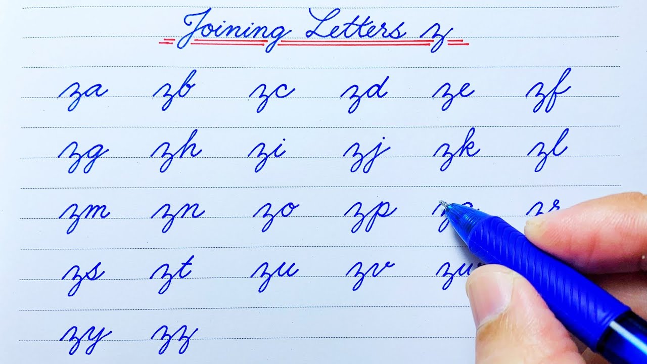 Cursive writing joining small letters z | Cursive writing a to z | abcd ...