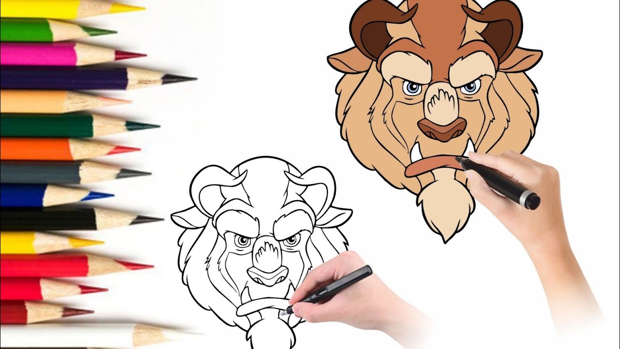 How to Draw The Beast from Beauty and the Beast - Easy Step-by-Step Tutorial l children's ...