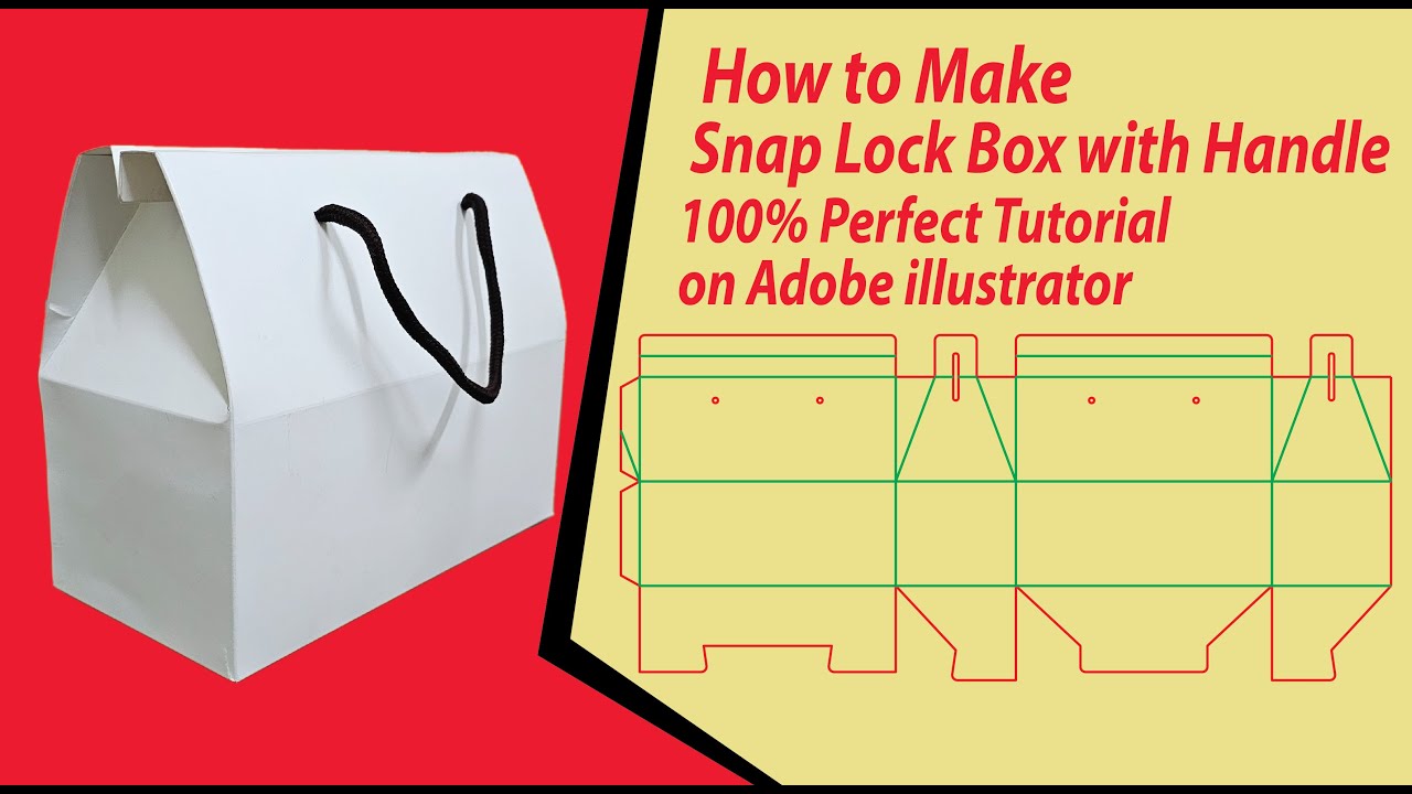 How to Make Snap Lock Carton / Box / Bag with Handle Die cut Tutorial ...