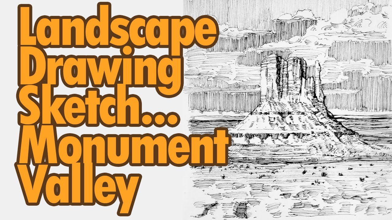 How to draw Monument Valley landscape || Pencil sketch - YouTube