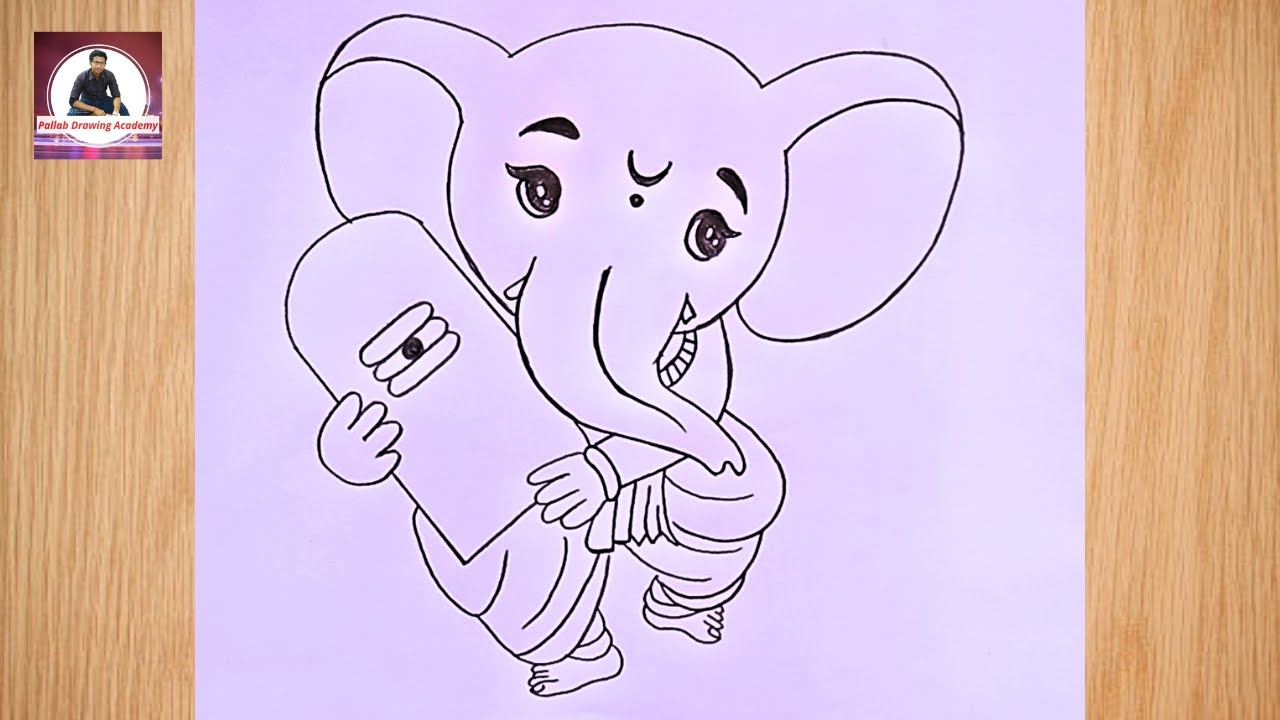 Lord Ganpati Bappa Drawing // How to Draw Easy Baal Ganesh // Pencil ...