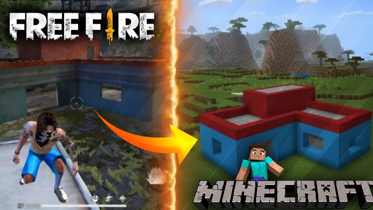 FREE FIRE L SHAPED HOUSE MAKING IN MINECRAFT💥 - YouTube