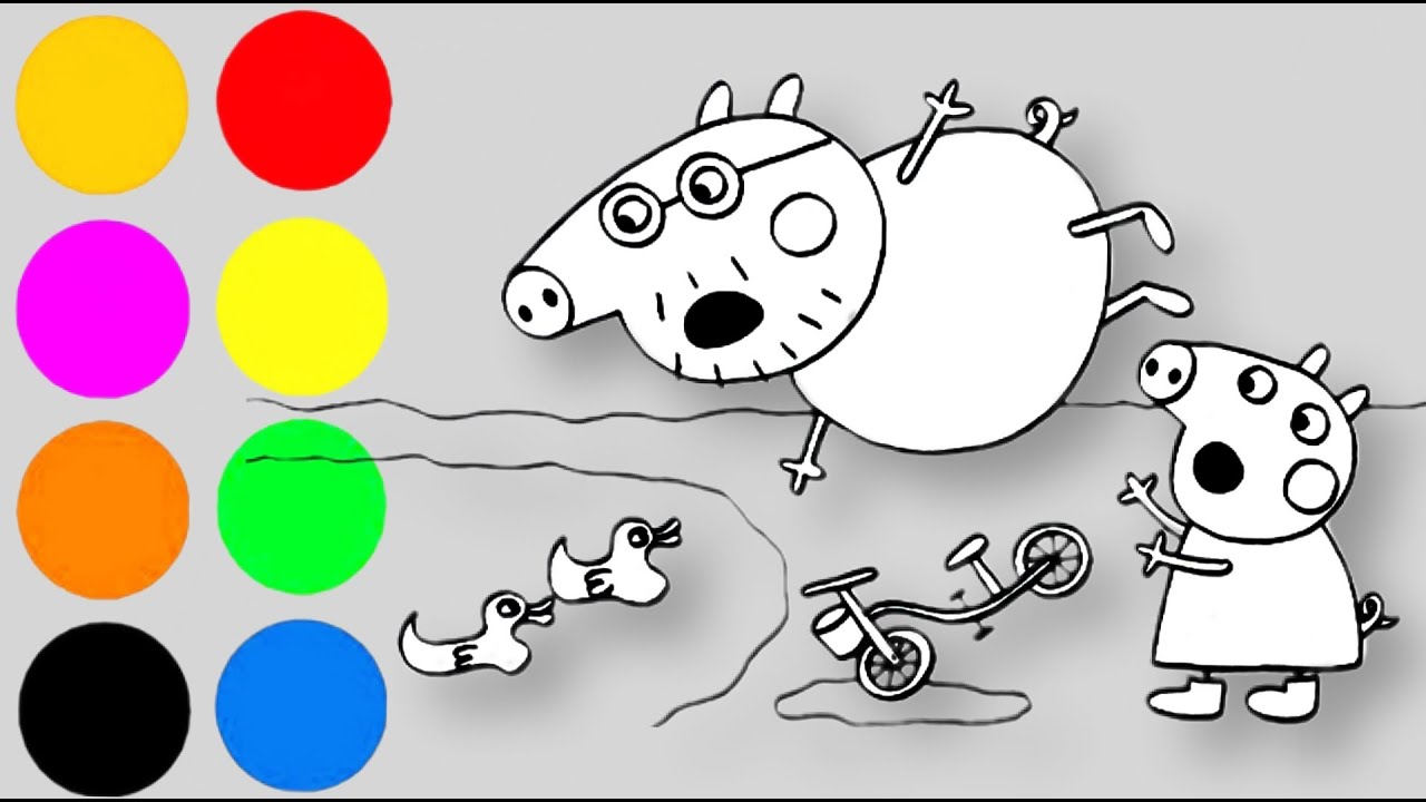 Daddy Pig has fallen off his bicycle Drawing Easy, Peppa Pig Drawing ...