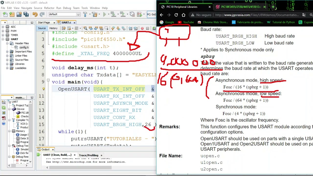 PLIB LIBRARY - USART - PIC18F4550 - YouTube