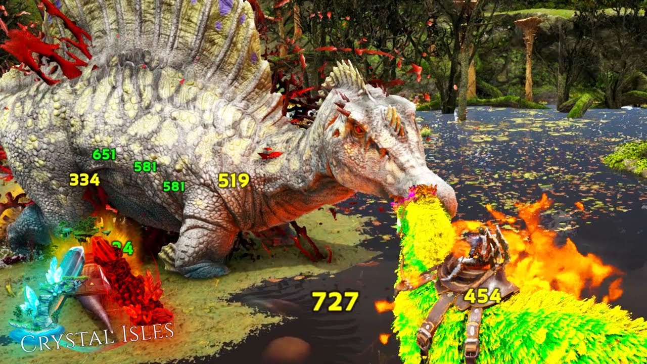 ARK CRYSTAL ISLES #85 - Enfretamos o BRUTO ESPINOSSAURO! (Espino ...