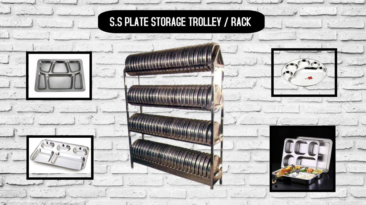 SS Plate Storage Rack | Plate Stacking Rack | Plate Storage Trolley ...