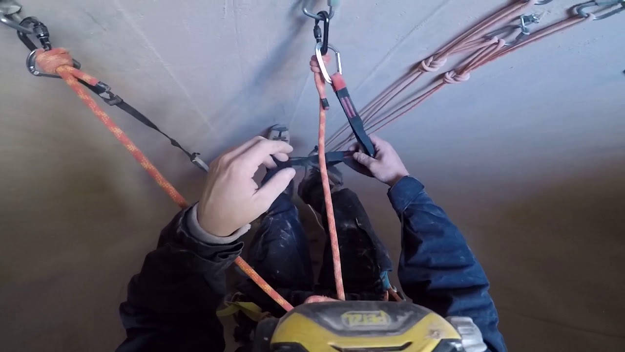 Rope access confined space cleaning silo - YouTube