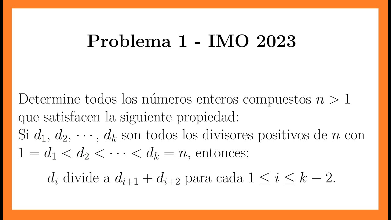 Problema 1 - IMO 2023 - Teoría de Números - YouTube