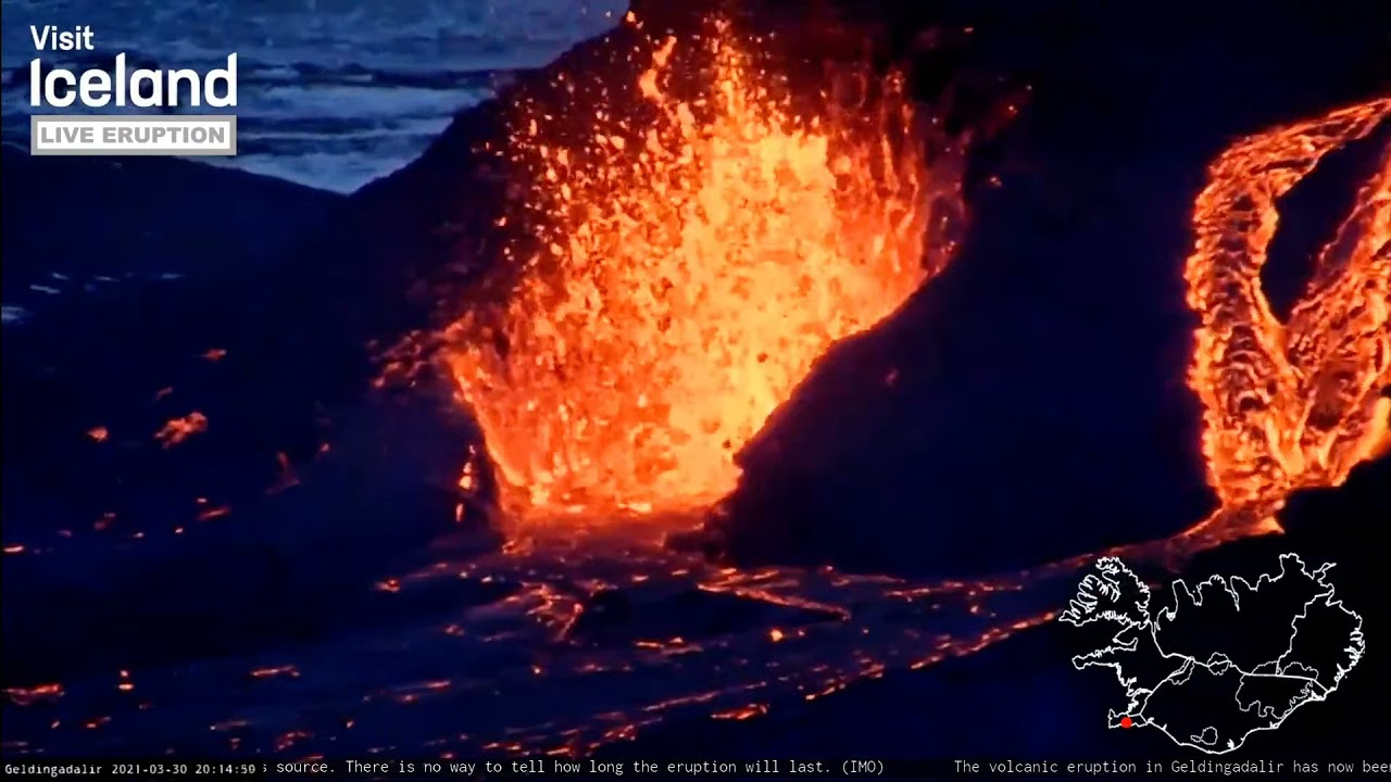Zoomed in: Iceland Volcano (March 30th 2021) - YouTube