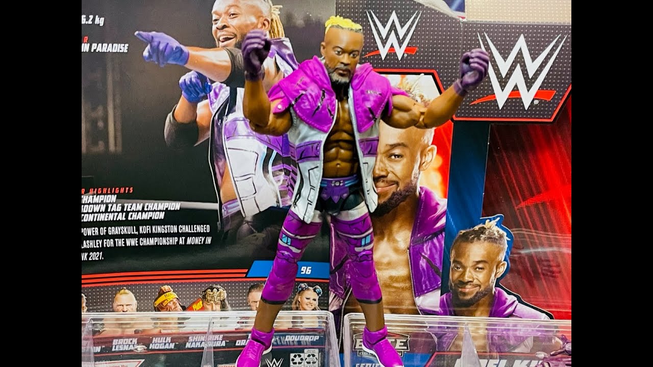 Kofi Kingston WWE Mattel Elite 96 wrestling figure opening toy unboxing ...