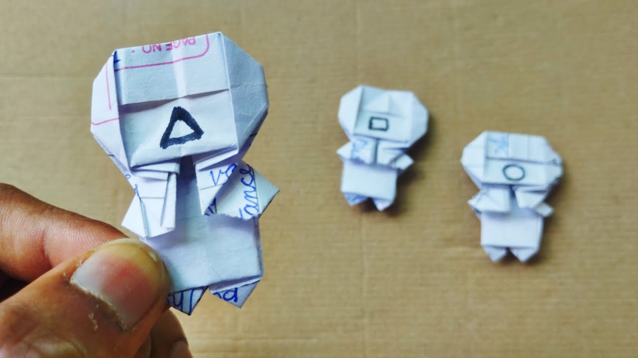 Squid Game Pink Soldiers Origami | How To Make Squid Game Craft Paper ...