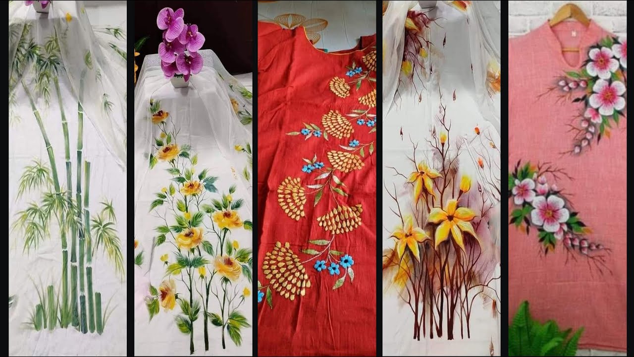 hand painted new dress collection | Latest Hand Painted Kurti Designs ...