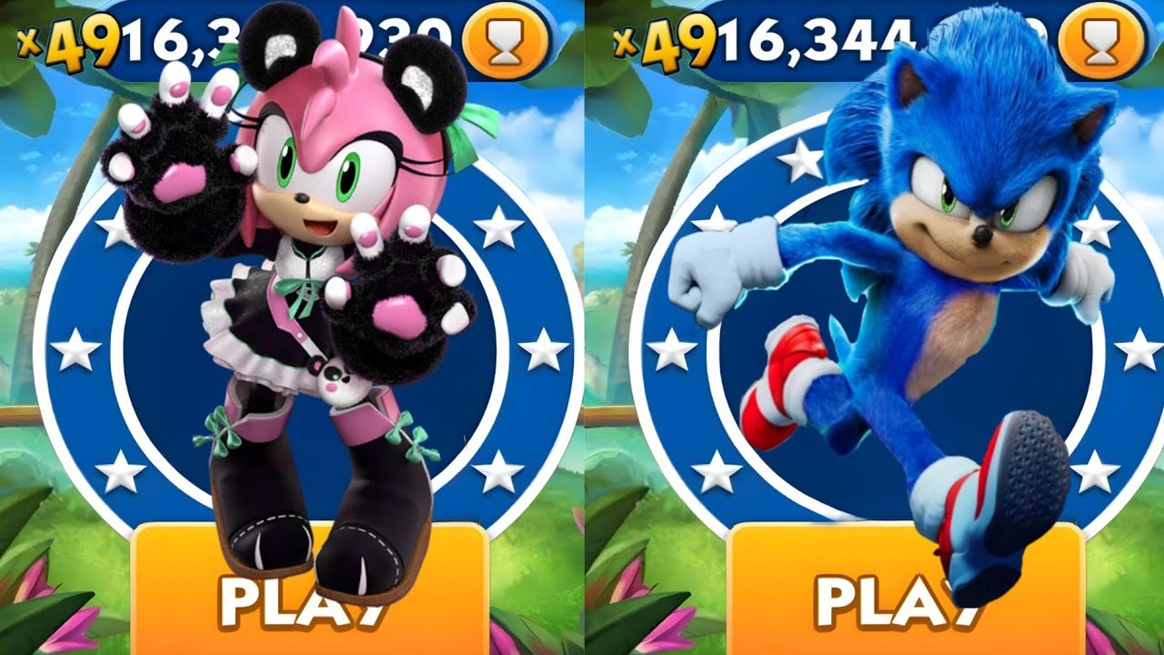 Sonic Dash - Panda Amy VS Sonic _ Movie Sonic vs All Bosses Zazz Eggman ...