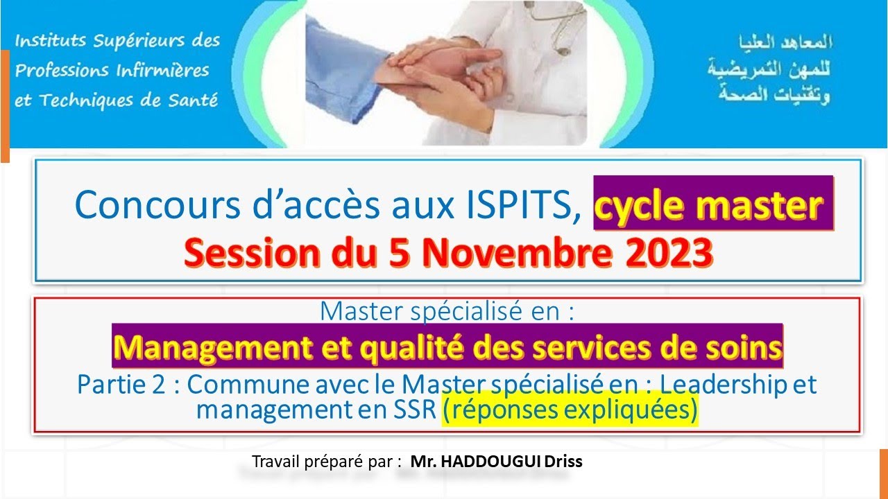 ISPITS Cycle master 2023Master : Pédagogie des sciences infirmières et ...