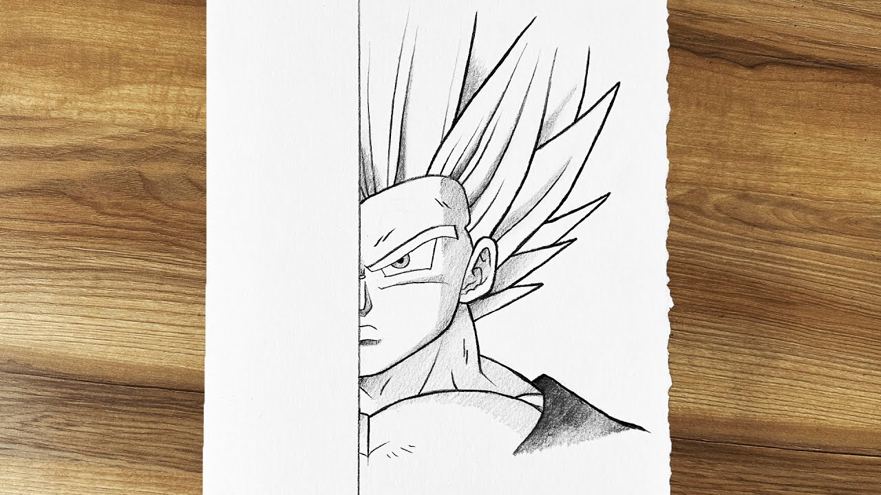 Easy anime sketch || How to draw Beast Gohan half face - YouTube