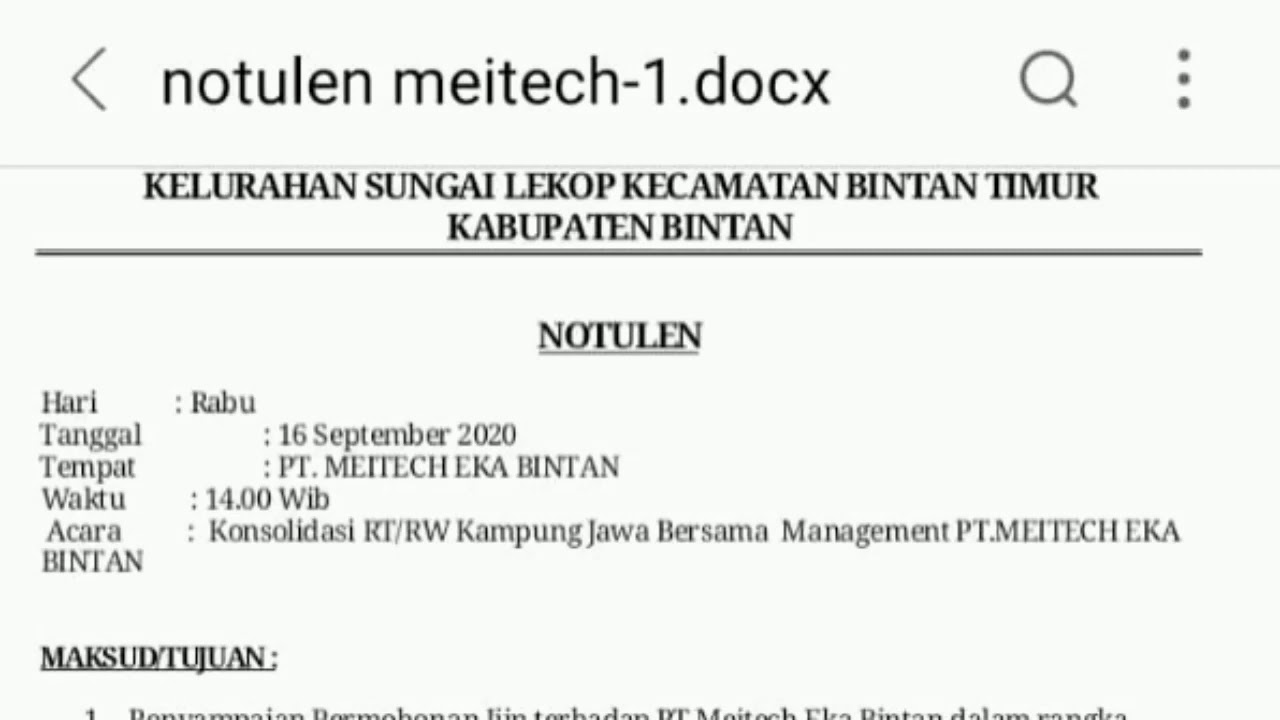 NOTULEN dari Konsolidasi PT.MEITECH EKA BINTAN - YouTube