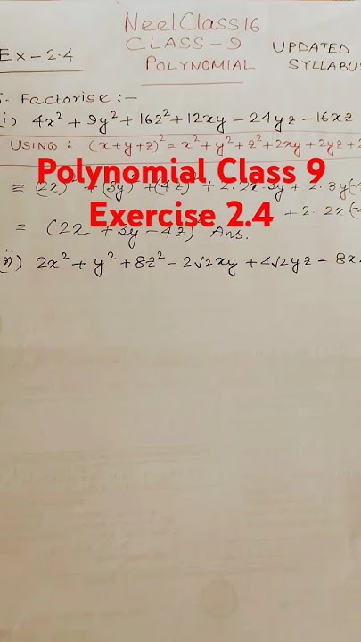 Class 9 Polynomial Exercise 2.4 Factorise 5 (ii) #neelclass16 👌 - YouTube