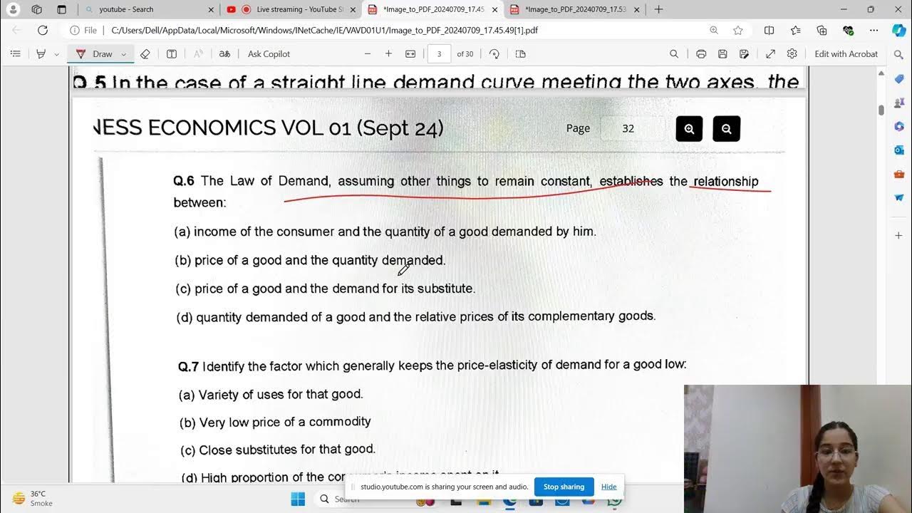 LAW of DEMAND & Elasticity of DEMAND||Part-1 || LIVE LECTURE || CA ...