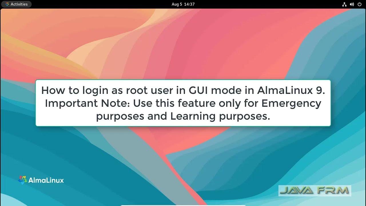 How to login as a root user in GUI mode on AlmaLinux 9 - YouTube