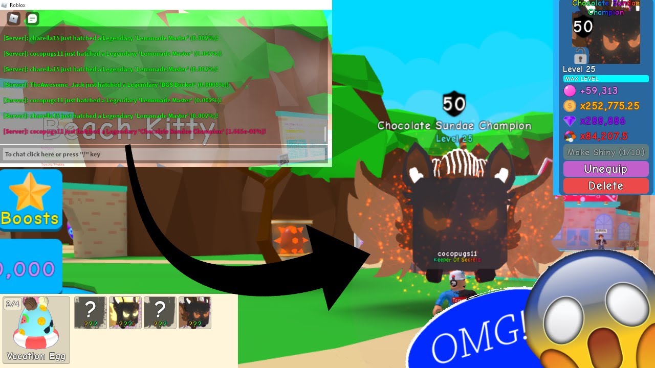 I HATCHED A CHOCOLATE SUNDAE CHAMPION! (26th secret hatched) (Roblox ...